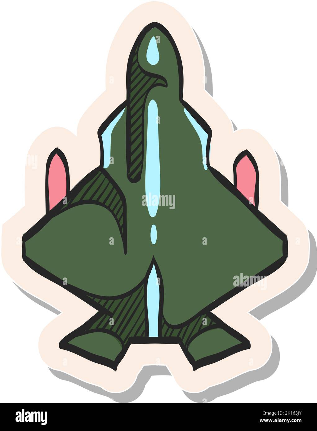 Hand drawn Fighter jet icon in sticker style vector illustration Stock ...