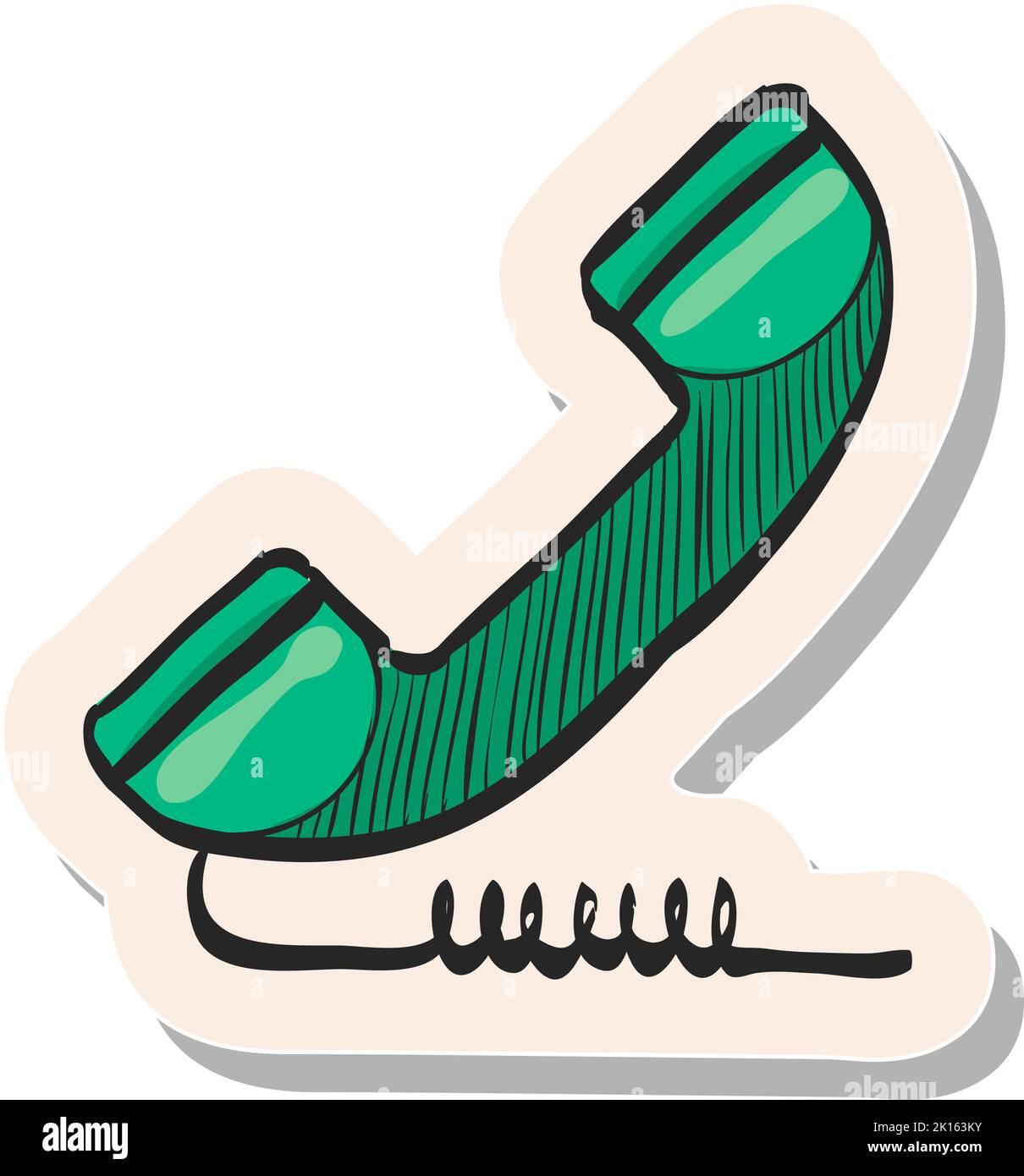 Hand drawn Wired phone icon in sticker style vector illustration Stock ...