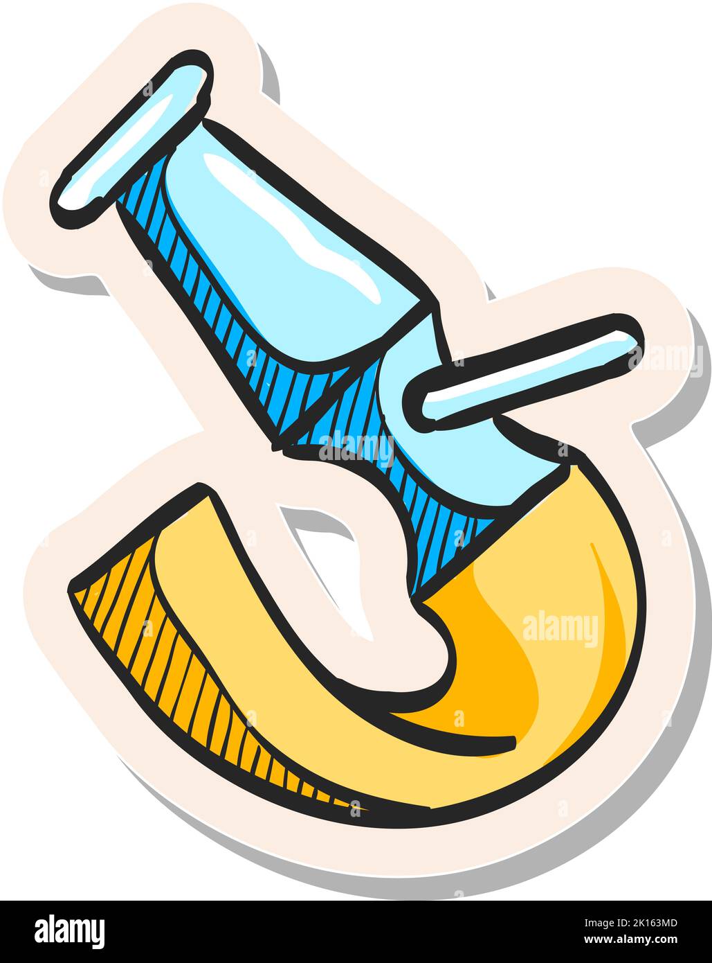 Hand drawn Fireman water hose icon in sticker style vector illustration ...