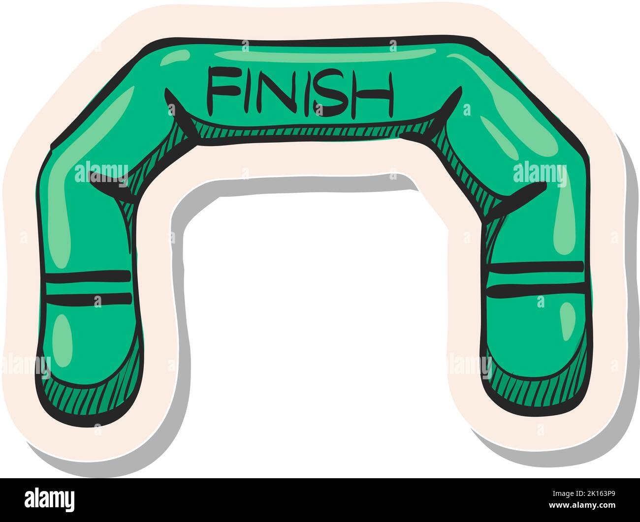 Hand drawn Finish line icon in sticker style vector illustration Stock ...