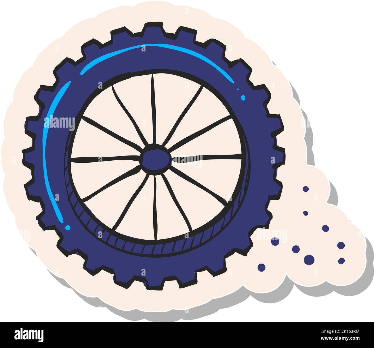 Hand drawn Motorcycle tire icon in sticker style vector illustration ...