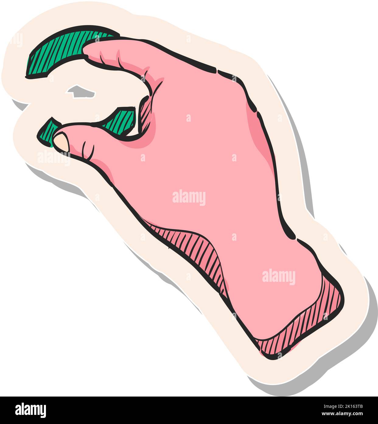 Hand drawn touchpad finger gesture icon in sticker style vector ...