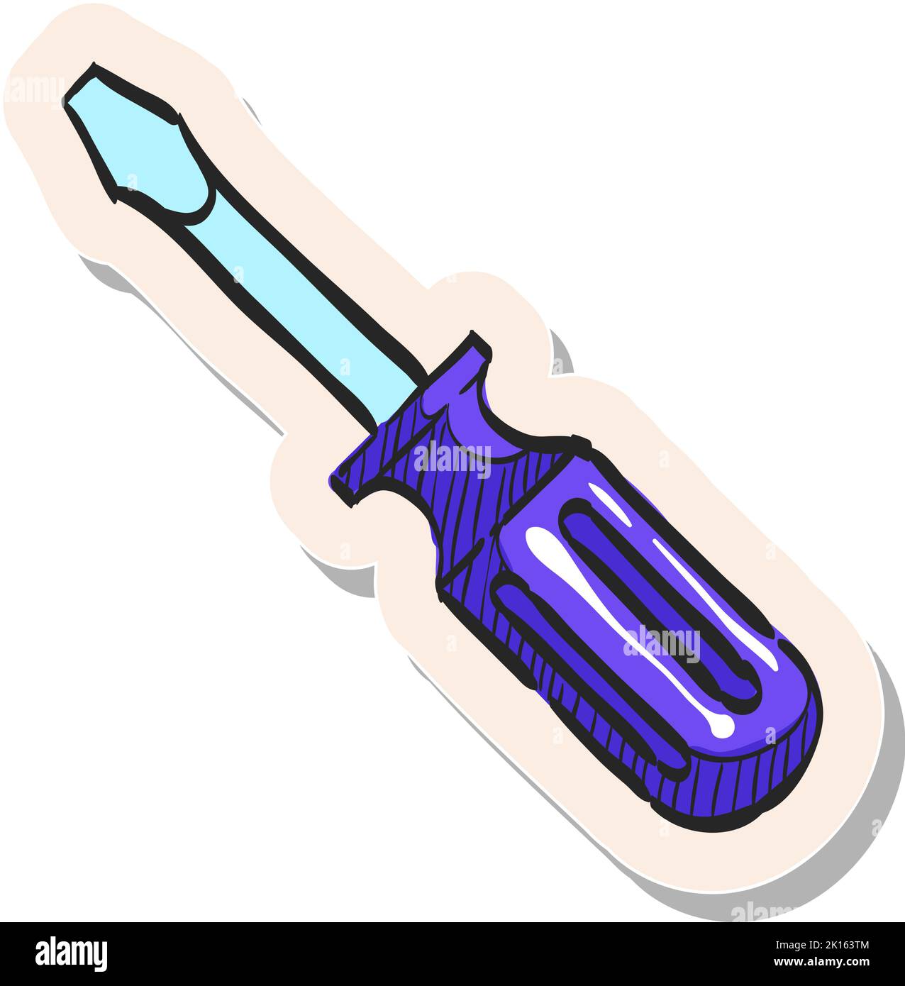 Hand drawn Screwdriver icon in sticker style vector illustration Stock ...
