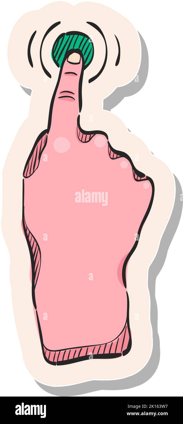 Hand drawn touchpad finger gesture icon in sticker style vector ...