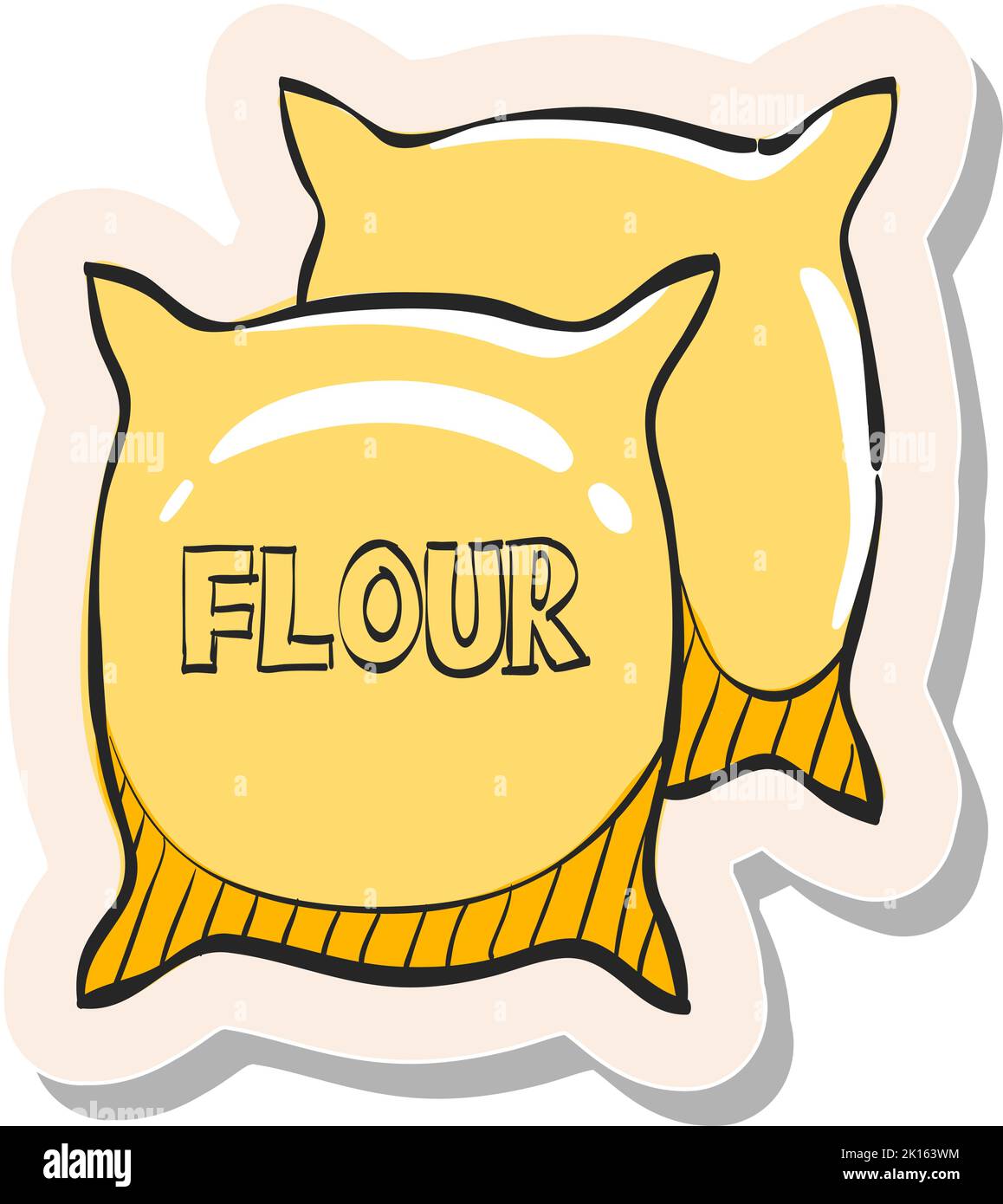 Hand drawn Flour sack icon in sticker style vector illustration Stock ...