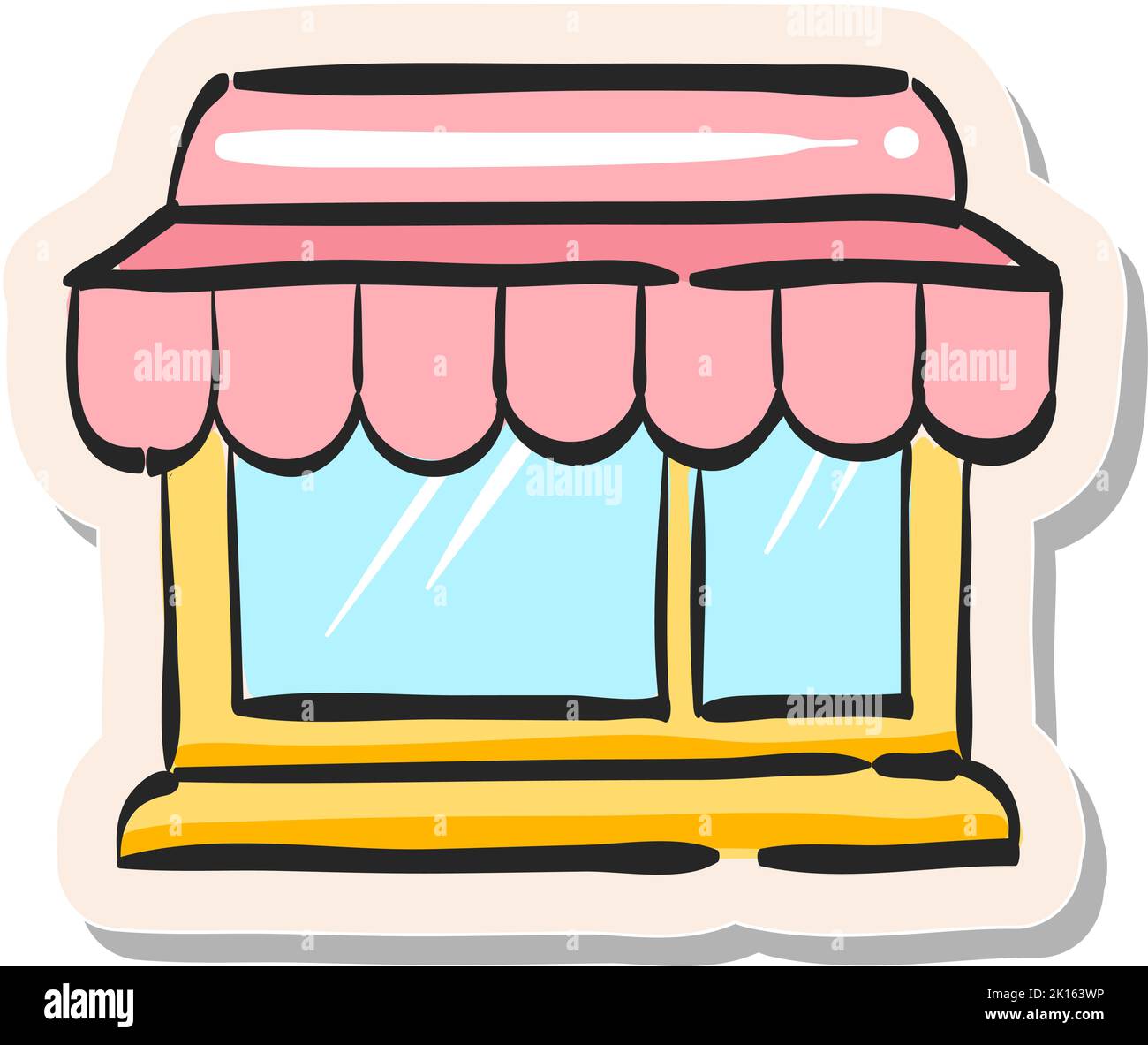 Hand drawn Shop icon in sticker style vector illustration Stock Vector ...