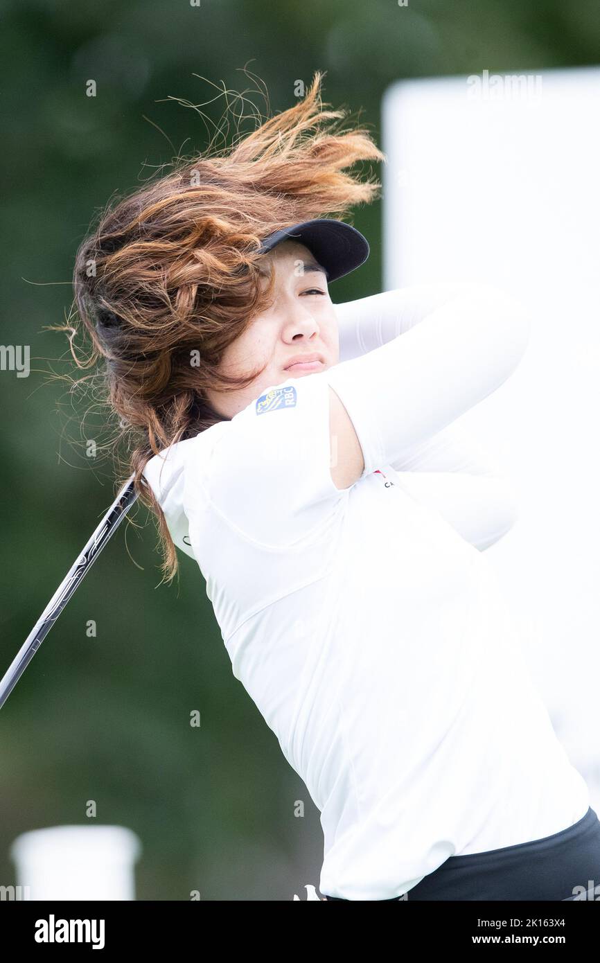 August 25, 2022: Savannah Grewal of Canada tees off in the first round ...