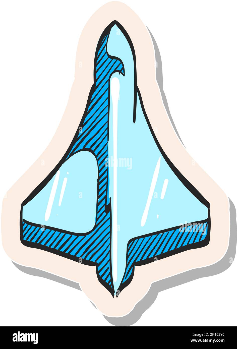 Hand drawn Supersonic airplane icon in sticker style vector ...