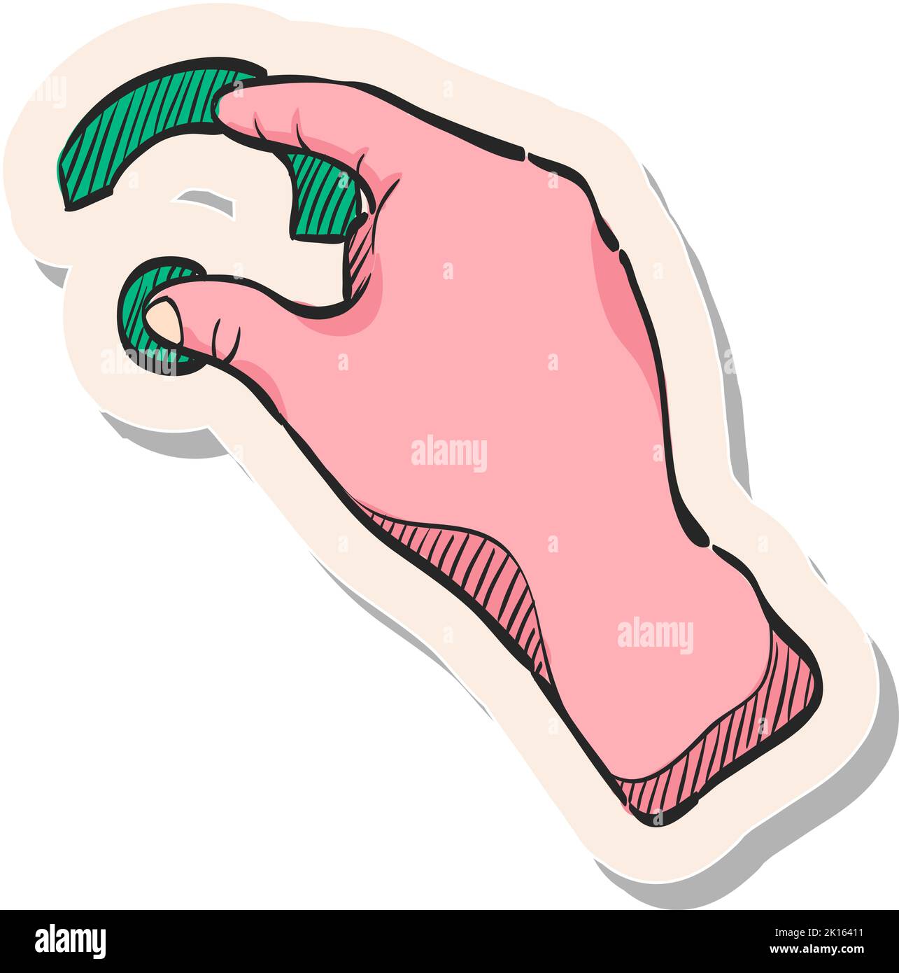 Hand drawn touchpad finger gesture icon in sticker style vector ...