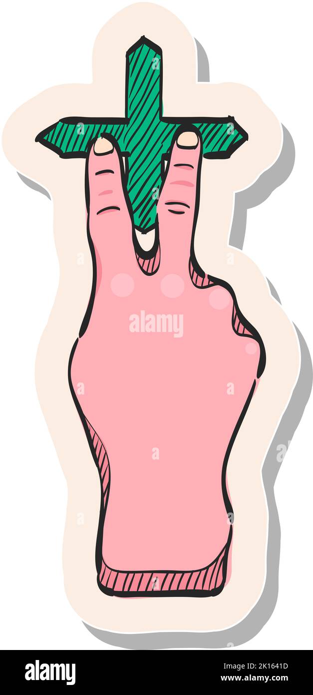 Hand drawn touchpad finger gesture icon in sticker style vector ...