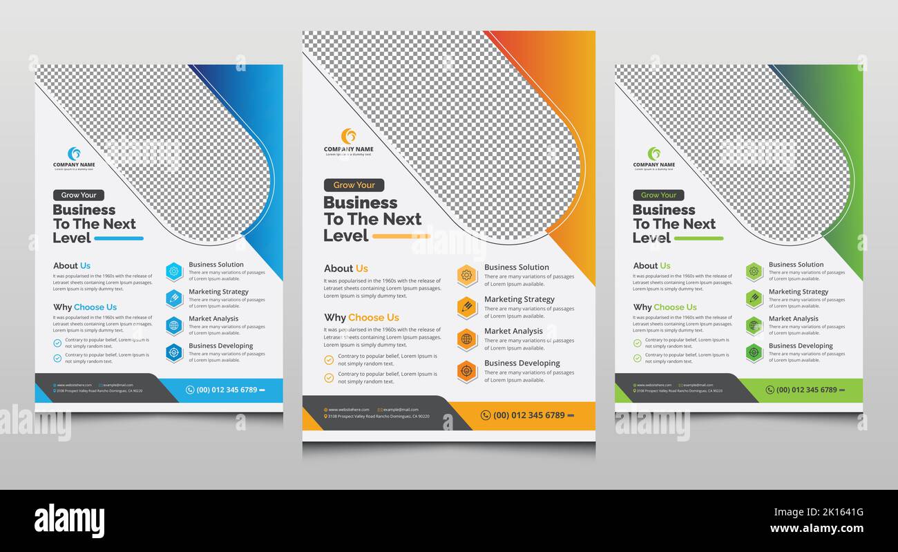 Modern corporate flyer mailer leaflet template layouts on a gray ...