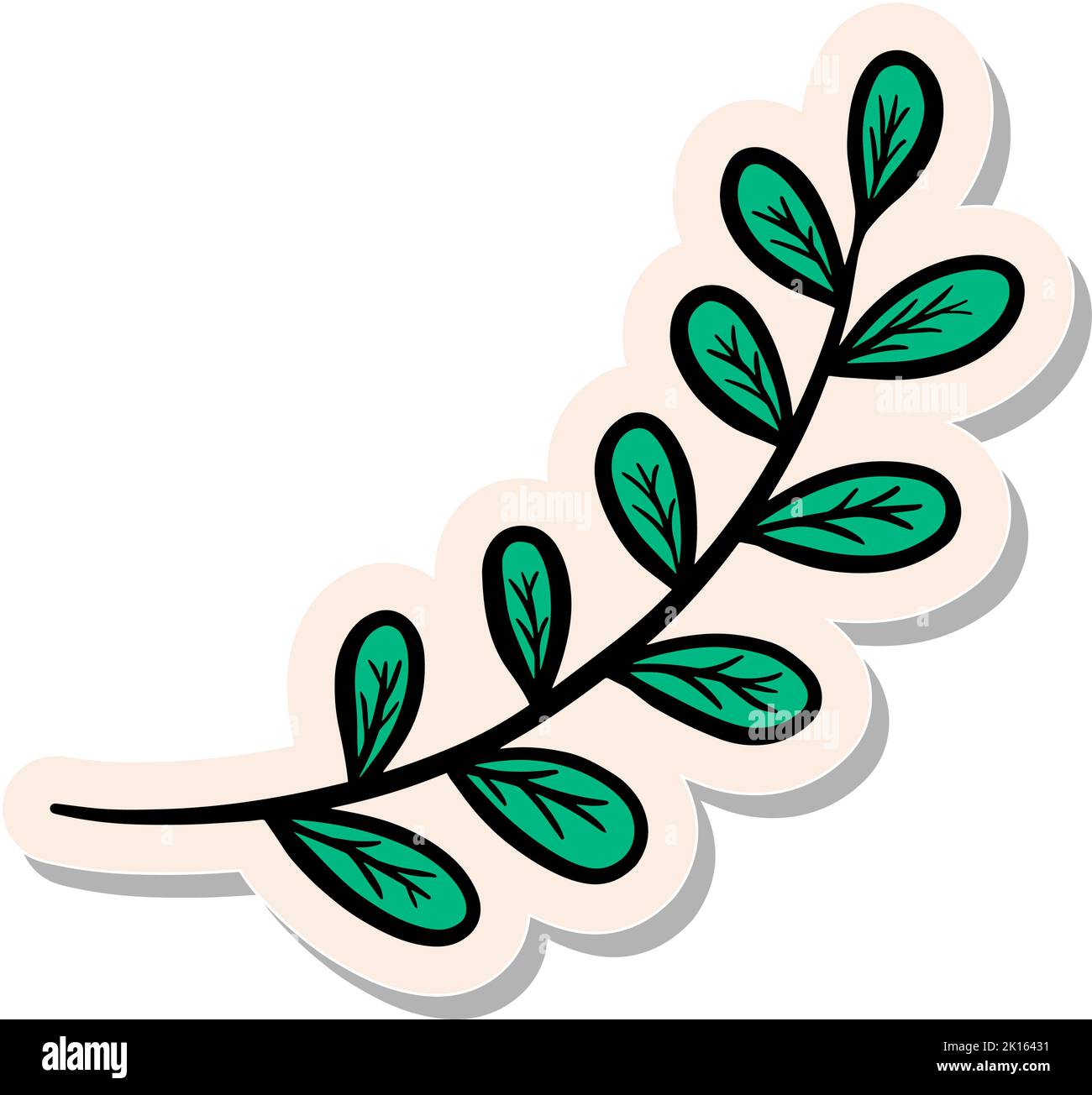Hand drawn leaves in sticker style vector illustration Stock Vector ...