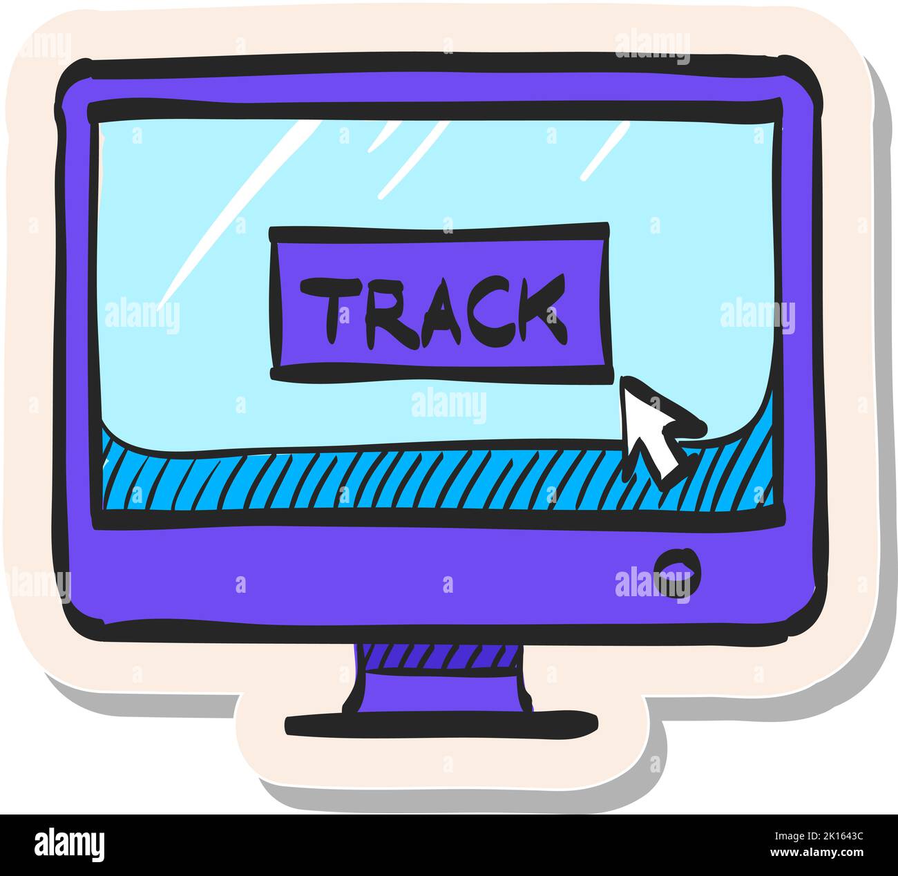 Hand drawn Tracking monitor icon in sticker style vector illustration ...