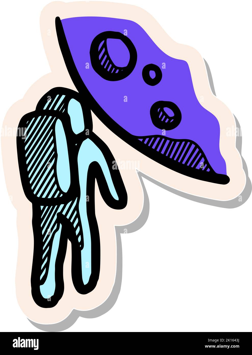 Hand drawn sketch of man with moon background in sticker style vector ...