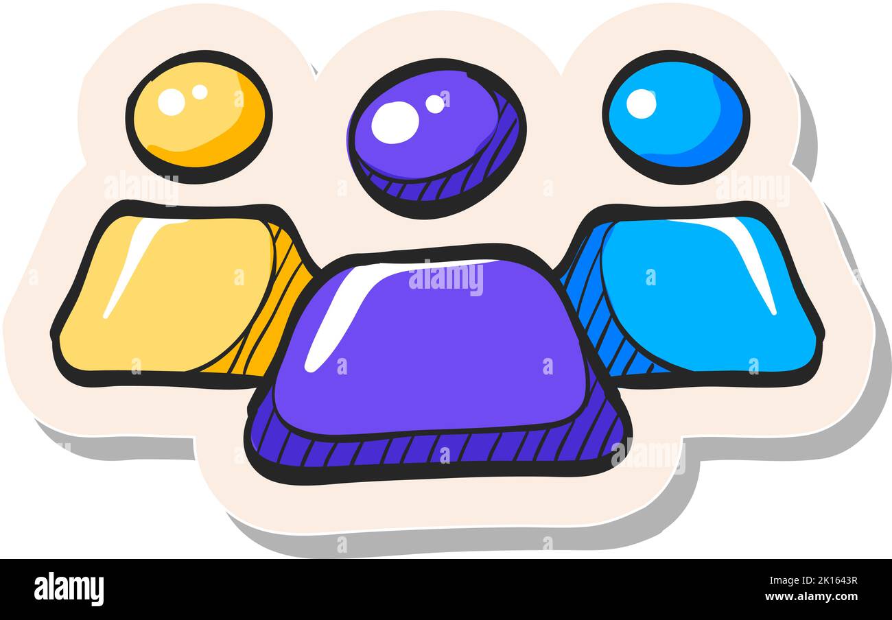 Hand drawn Teamwork icon in sticker style vector illustration Stock ...