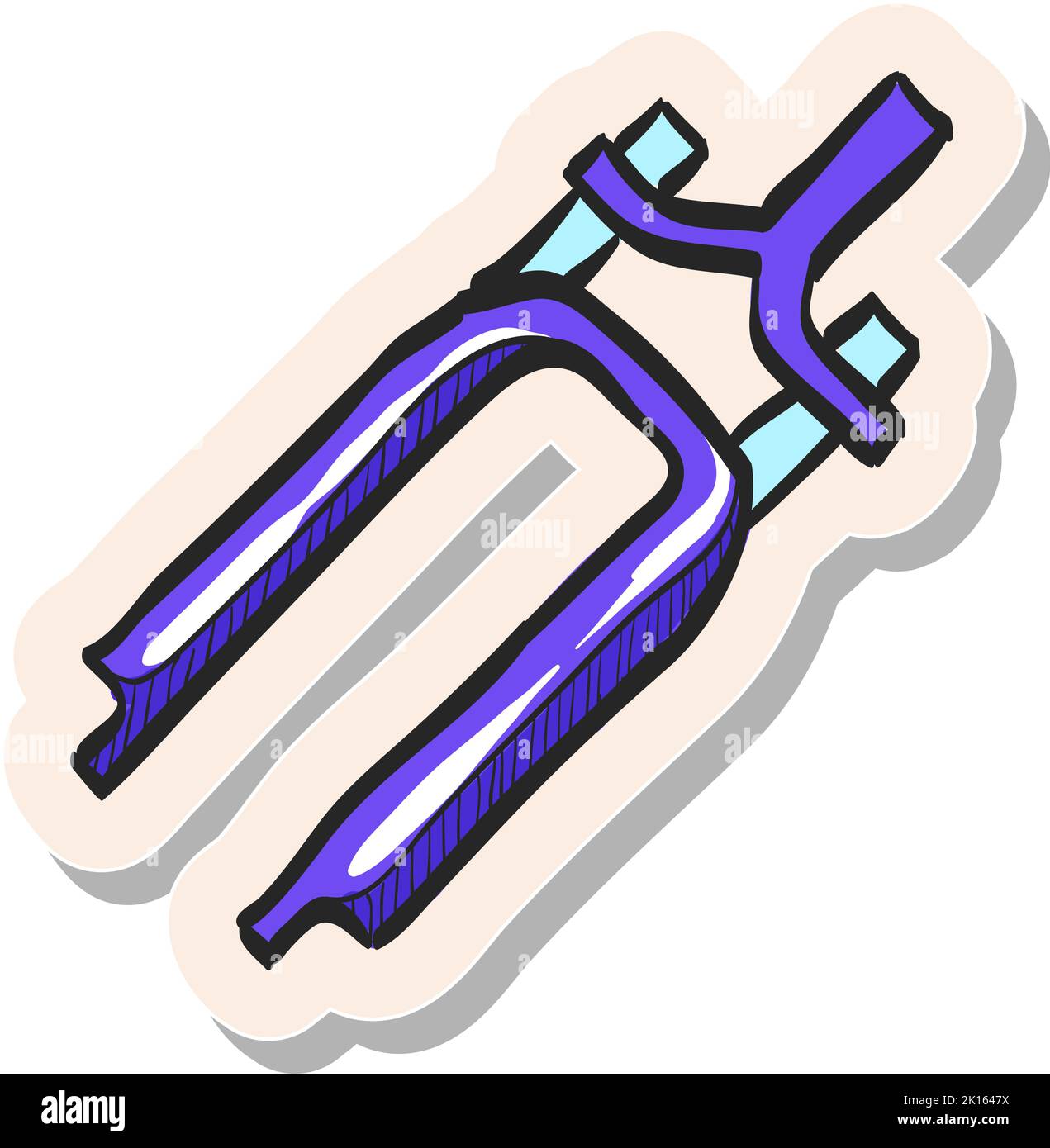 Hand drawn Bicycle suspension fork icon in sticker style vector ...