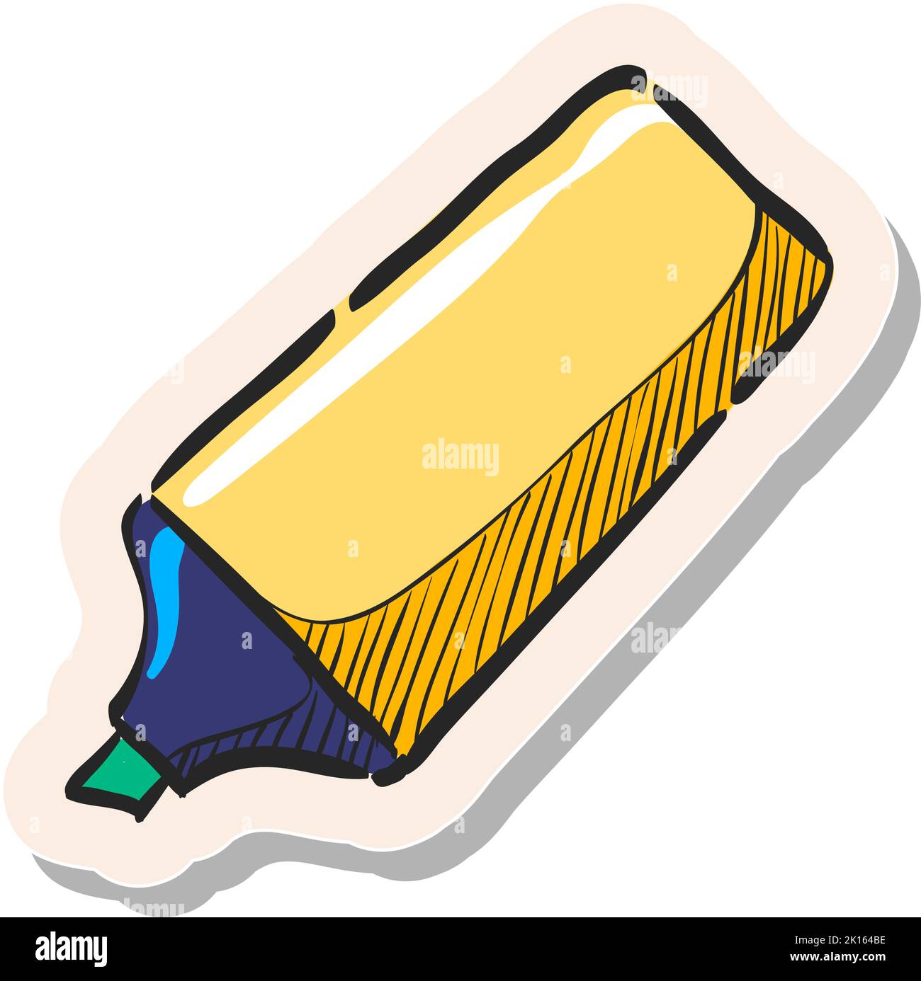 Hand drawn High light pen icon in sticker style vector illustration ...