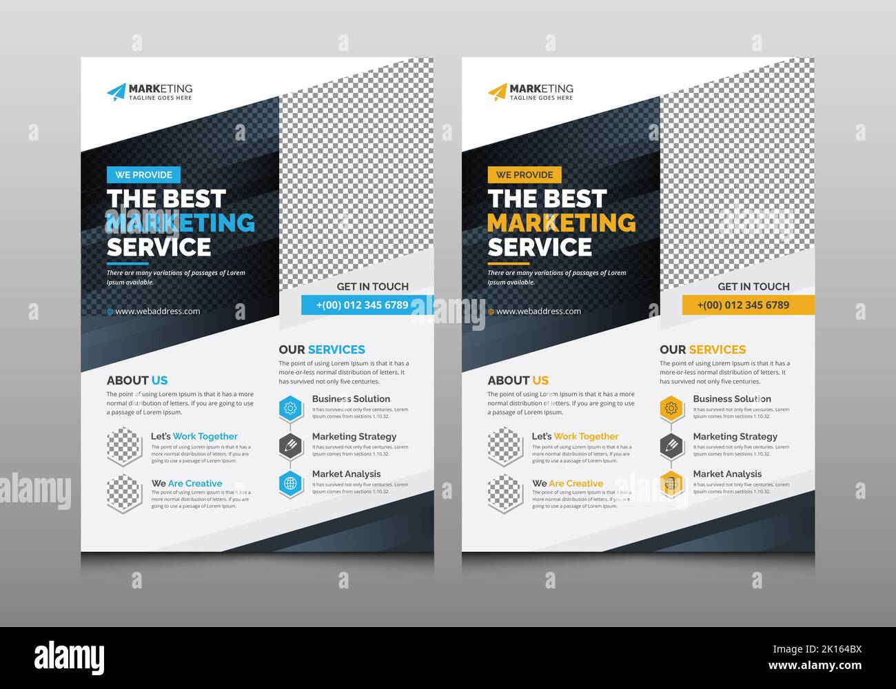 Modern corporate flyer mailer leaflet template layouts on a gray ...