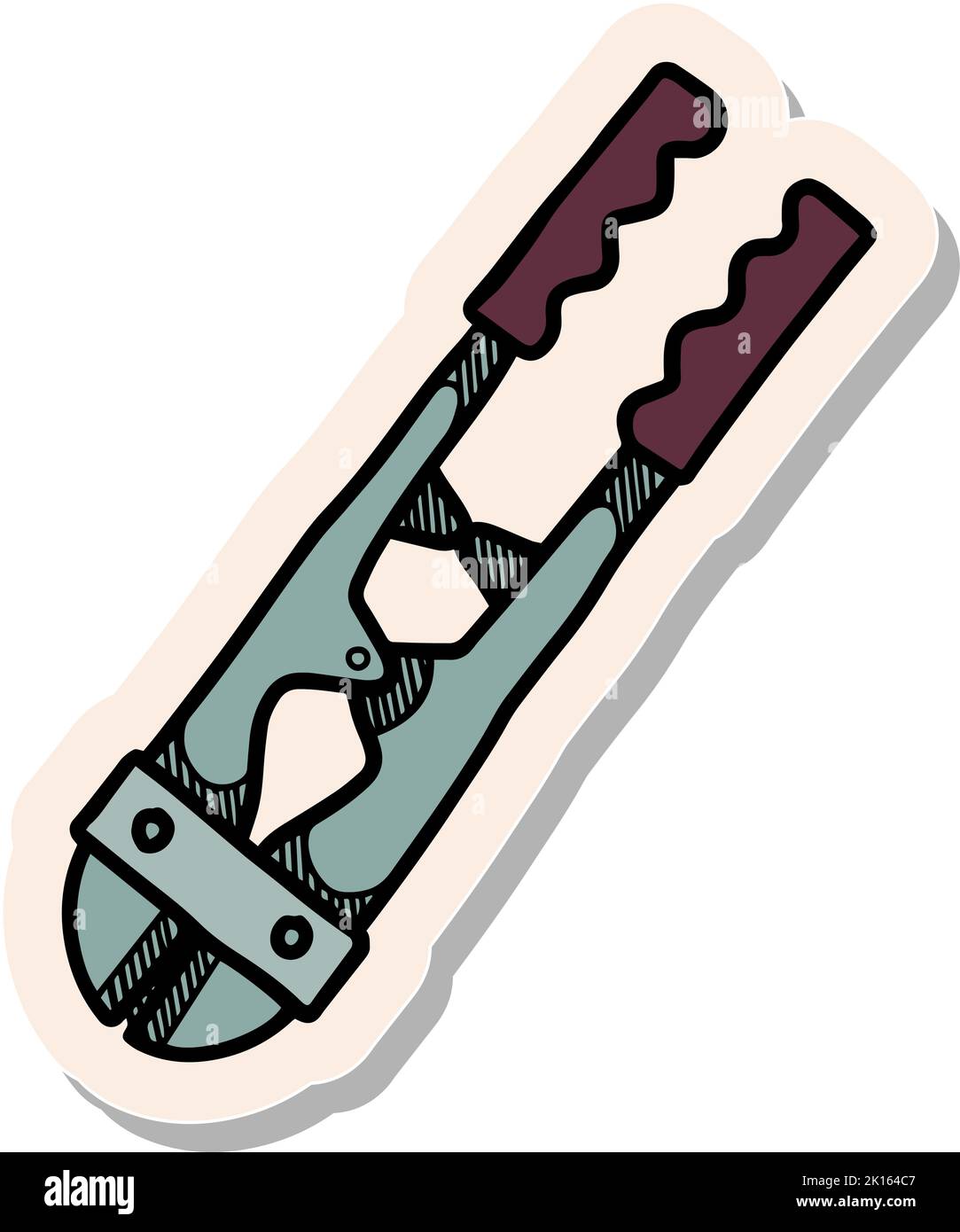 Hand drawn wire cutter icon in sticker style vector illustration Stock ...