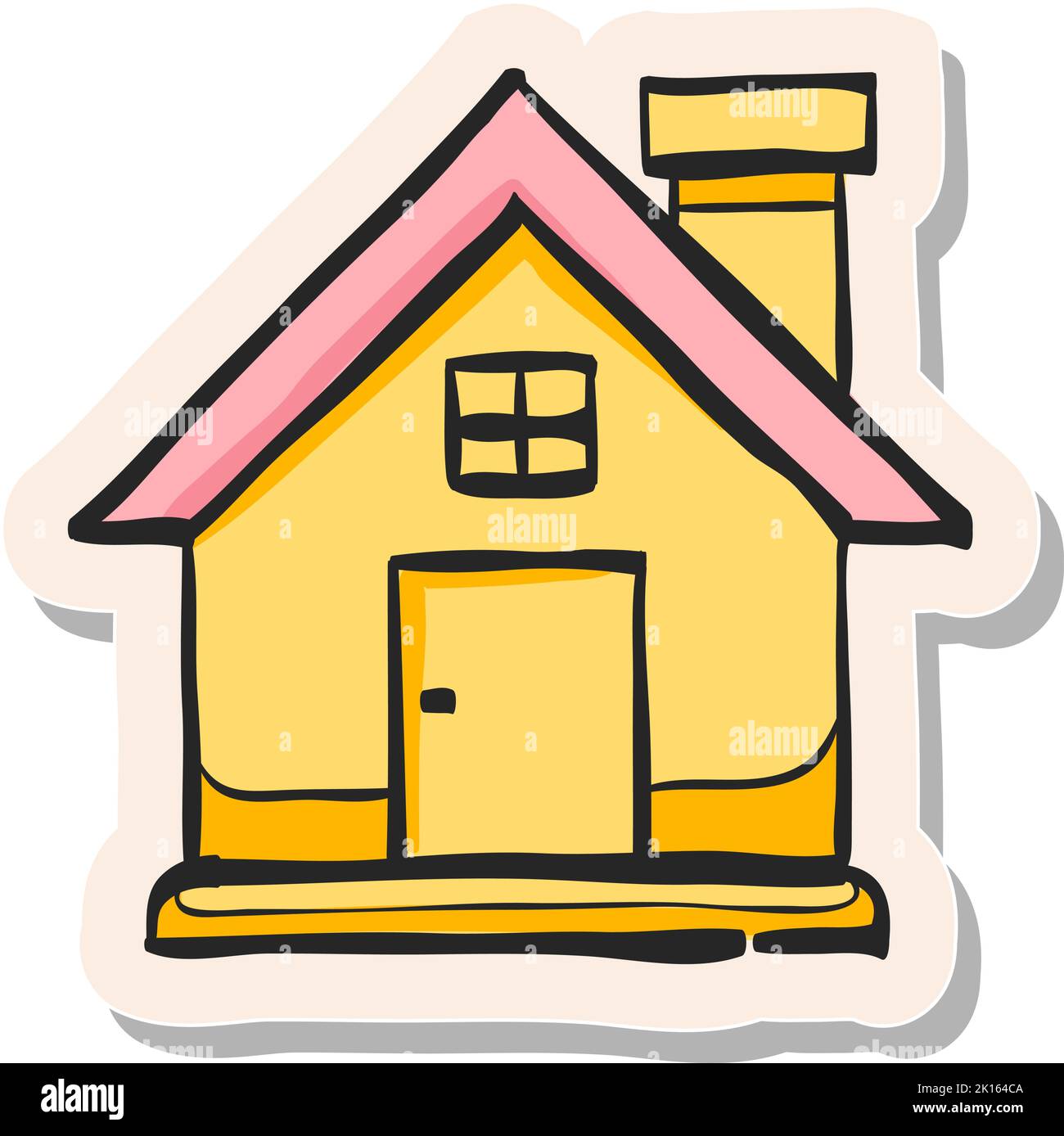 Hand drawn Home button icon in sticker style vector illustration Stock ...
