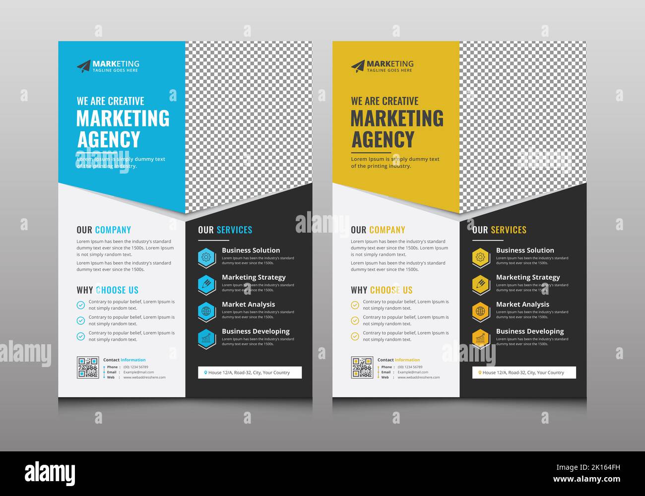 Modern corporate flyer mailer leaflet template layouts on a gray ...