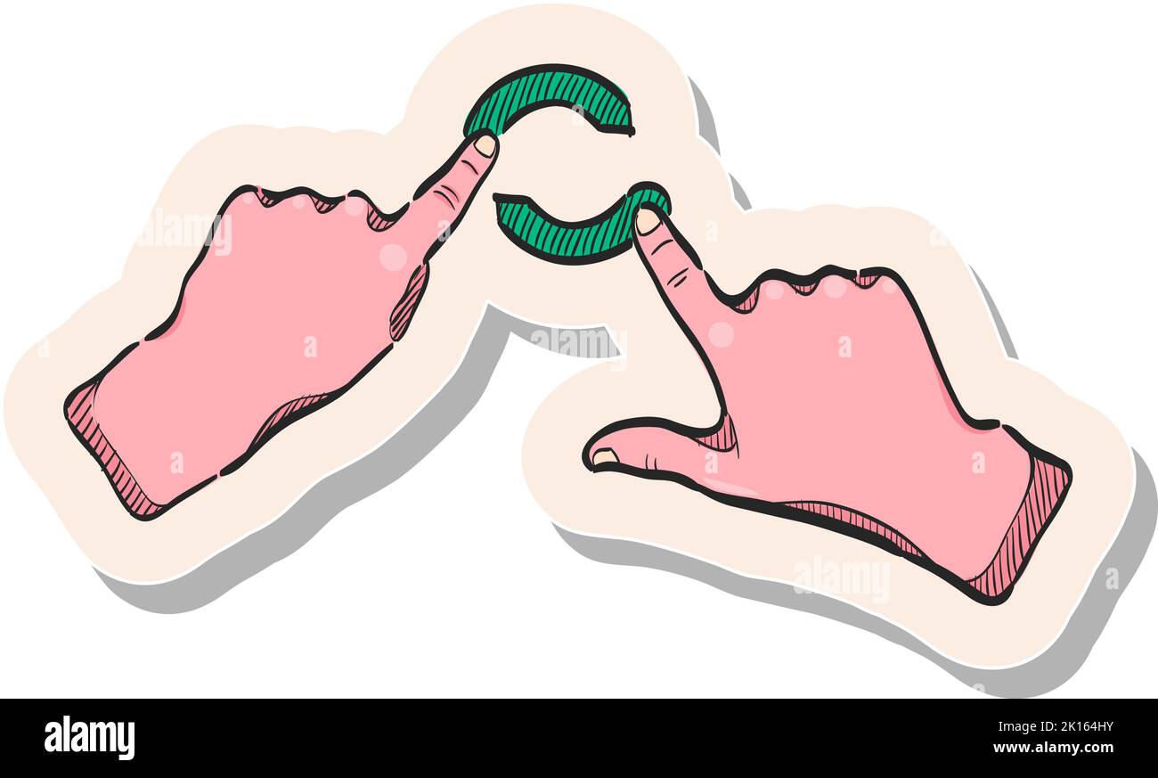 Hand drawn touchpad finger gesture icon in sticker style vector ...