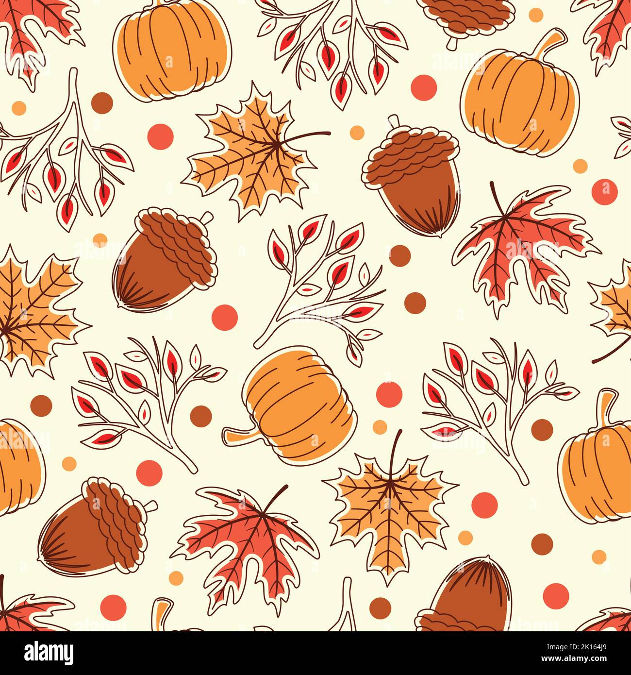 Autumn seamless pattern background with pumpkins and leaves stickers ...