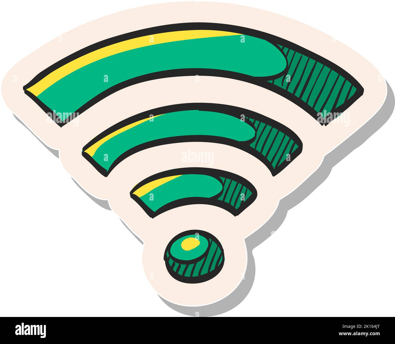 Hand drawn WiFi symbol icon in sticker style vector illustration Stock ...