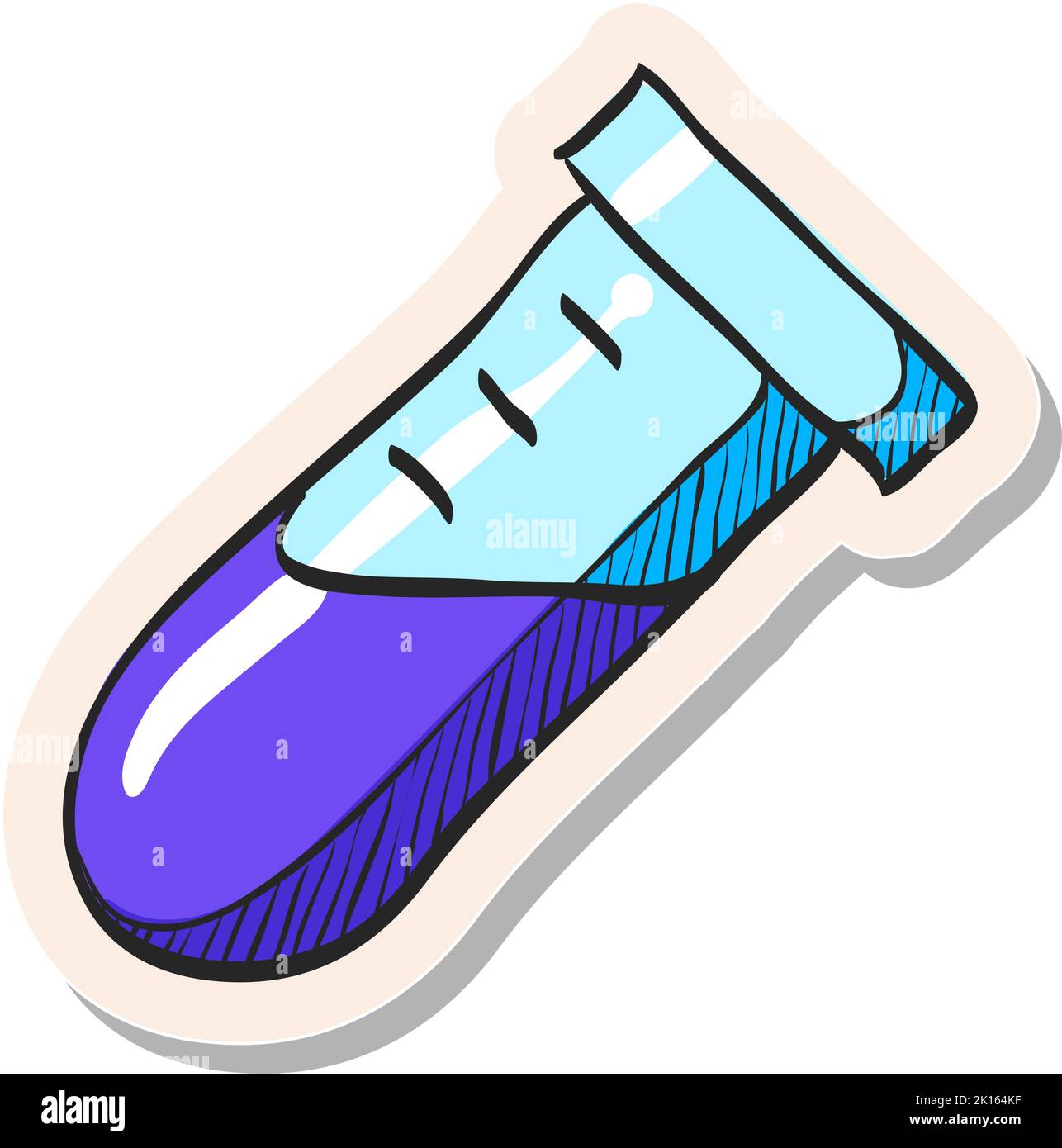 Hand drawn Test tube icon in sticker style vector illustration Stock ...