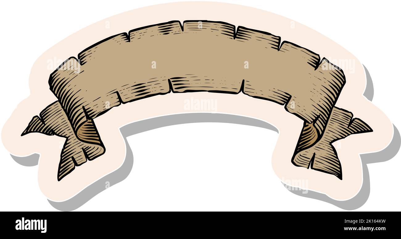 Hand drawn ribbon banners vintage elements in sticker style vector illustration Stock Vector ...