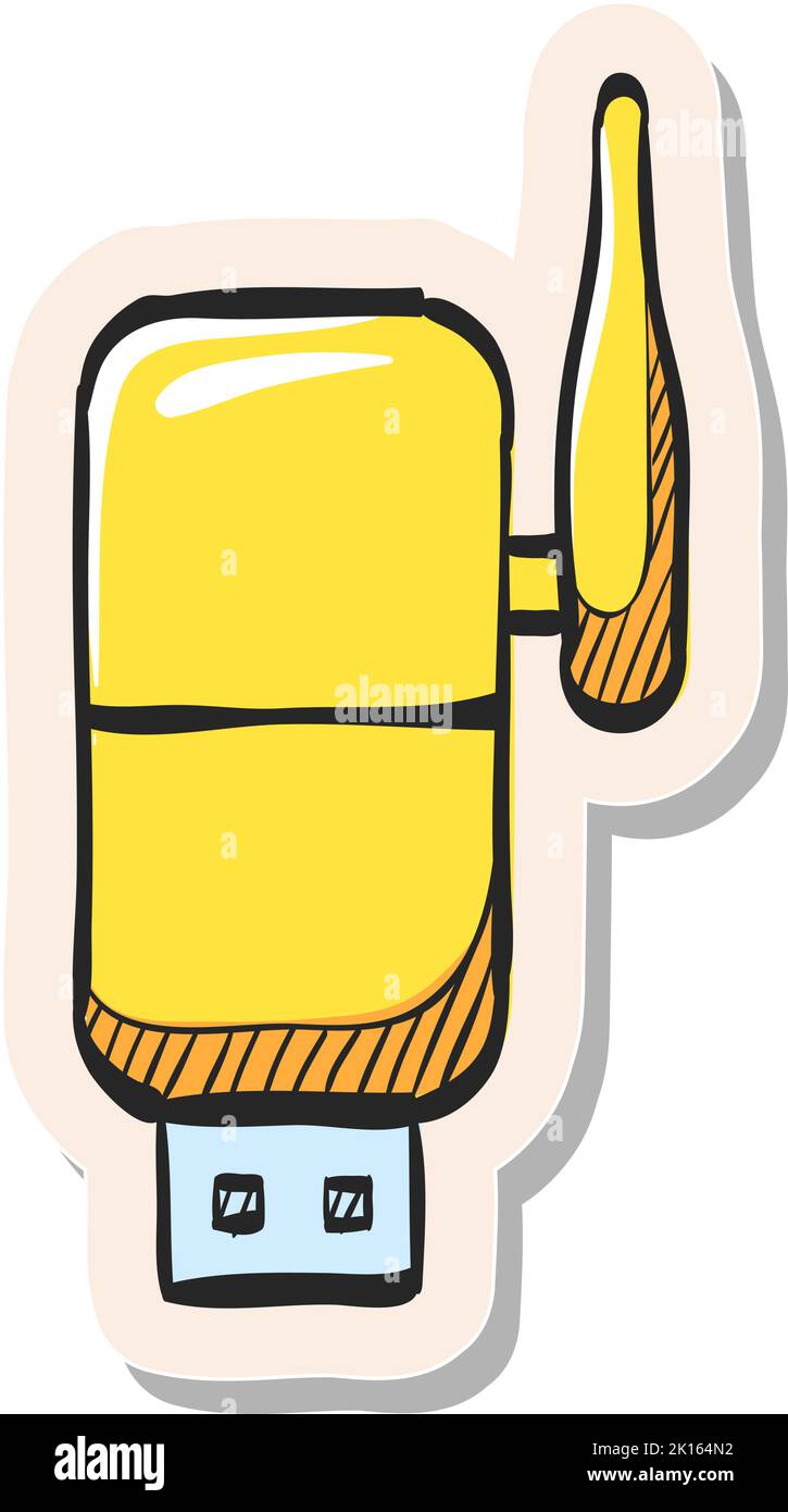 Hand drawn Wireless receiver icon in sticker style vector illustration ...