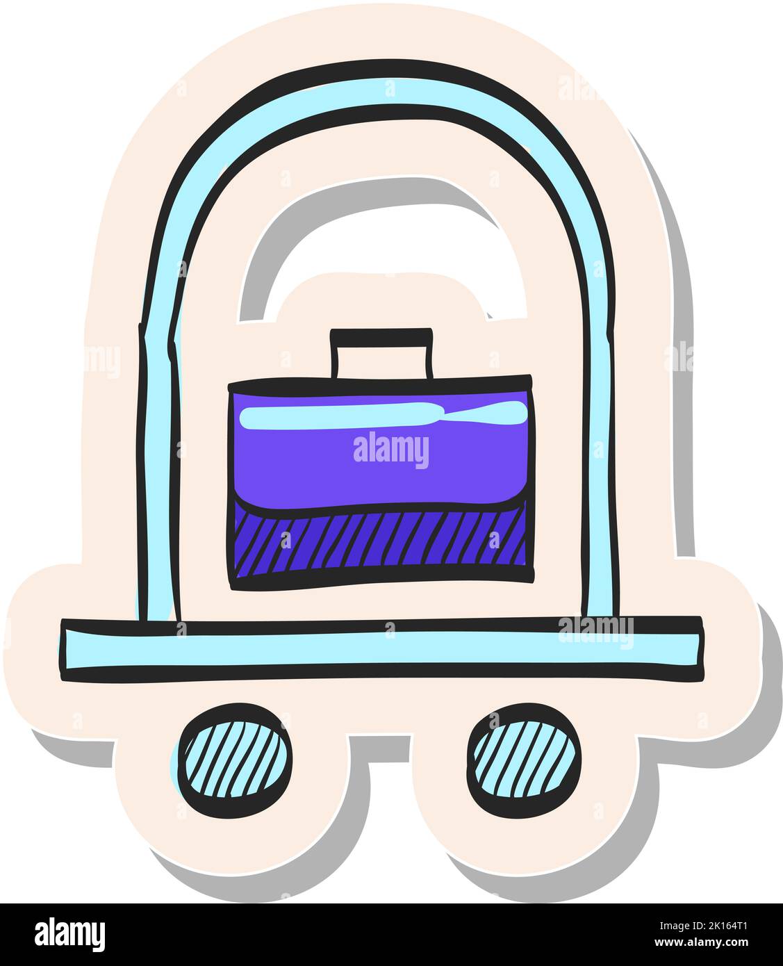 Hand drawn Hotel trolley icon in sticker style vector illustration ...