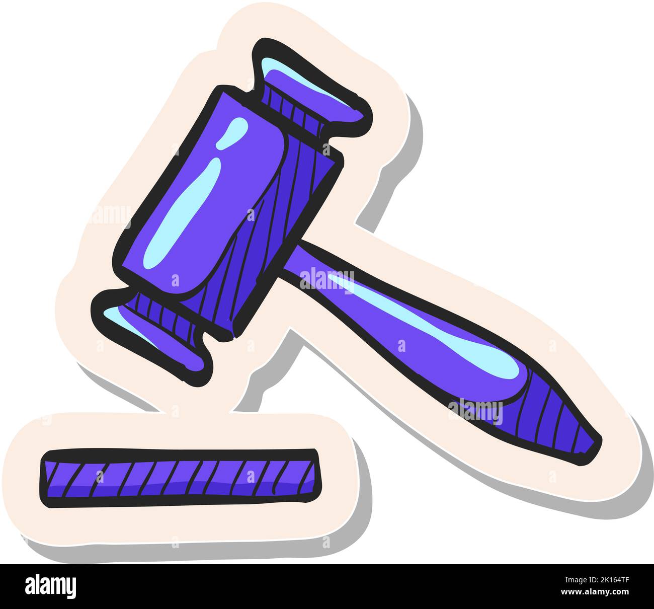 Hand drawn Wood hammer icon in sticker style vector illustration Stock ...