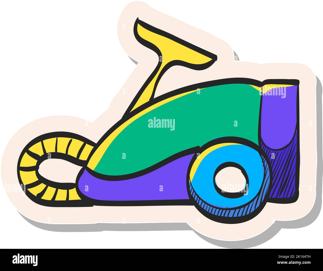 Hand drawn Vacuum cleaner icon in sticker style vector illustration ...