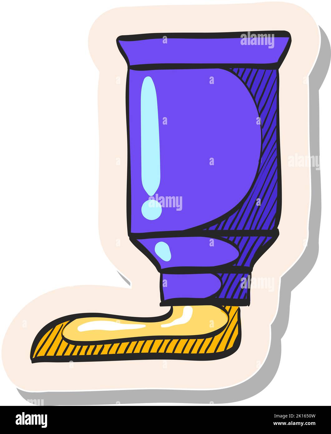 Hand drawn Paint tube icon in sticker style vector illustration Stock ...