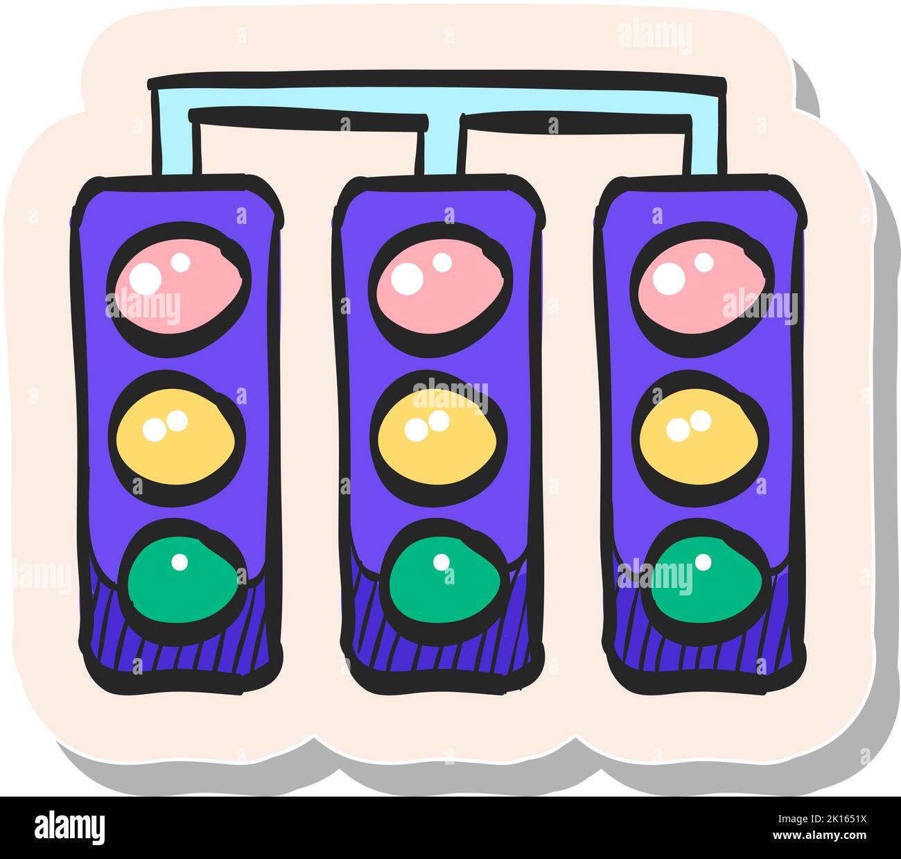 Hand drawn Red light sign icon in sticker style vector illustration ...