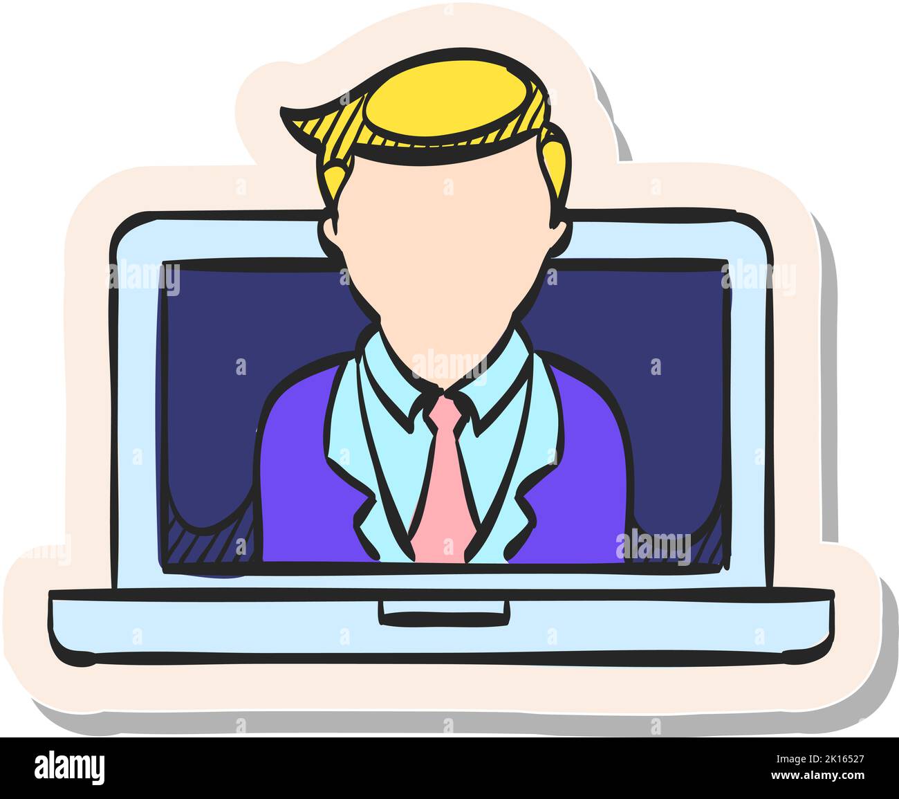 Hand drawn Computer chat icon in sticker style vector illustration ...