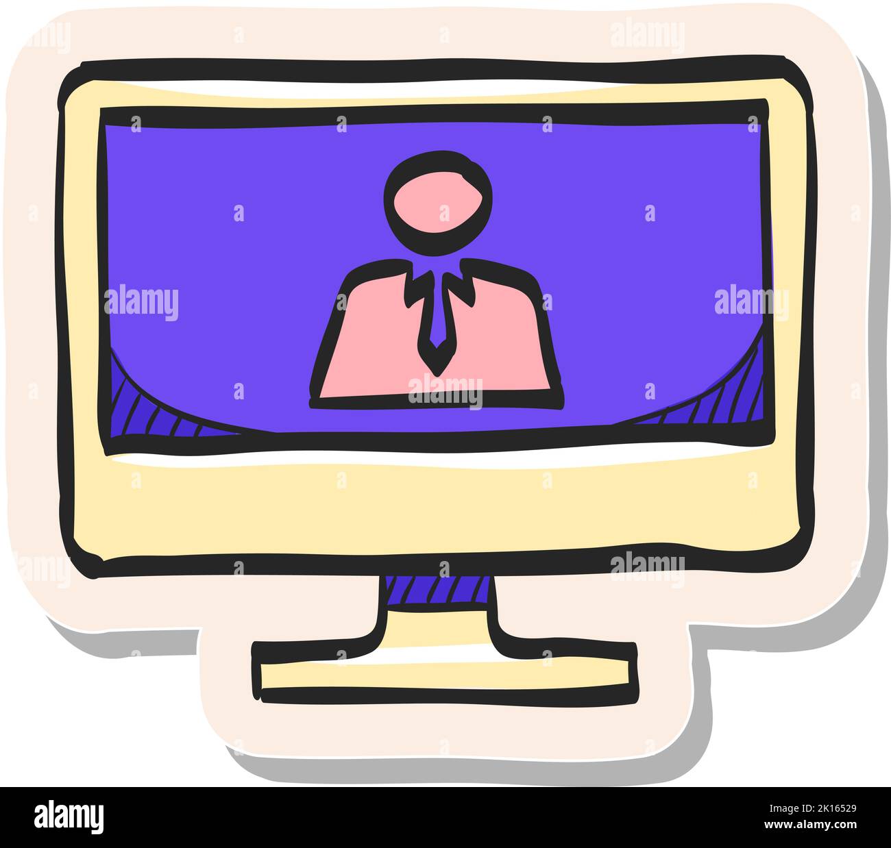 Hand drawn Webinar icon in sticker style vector illustration Stock ...