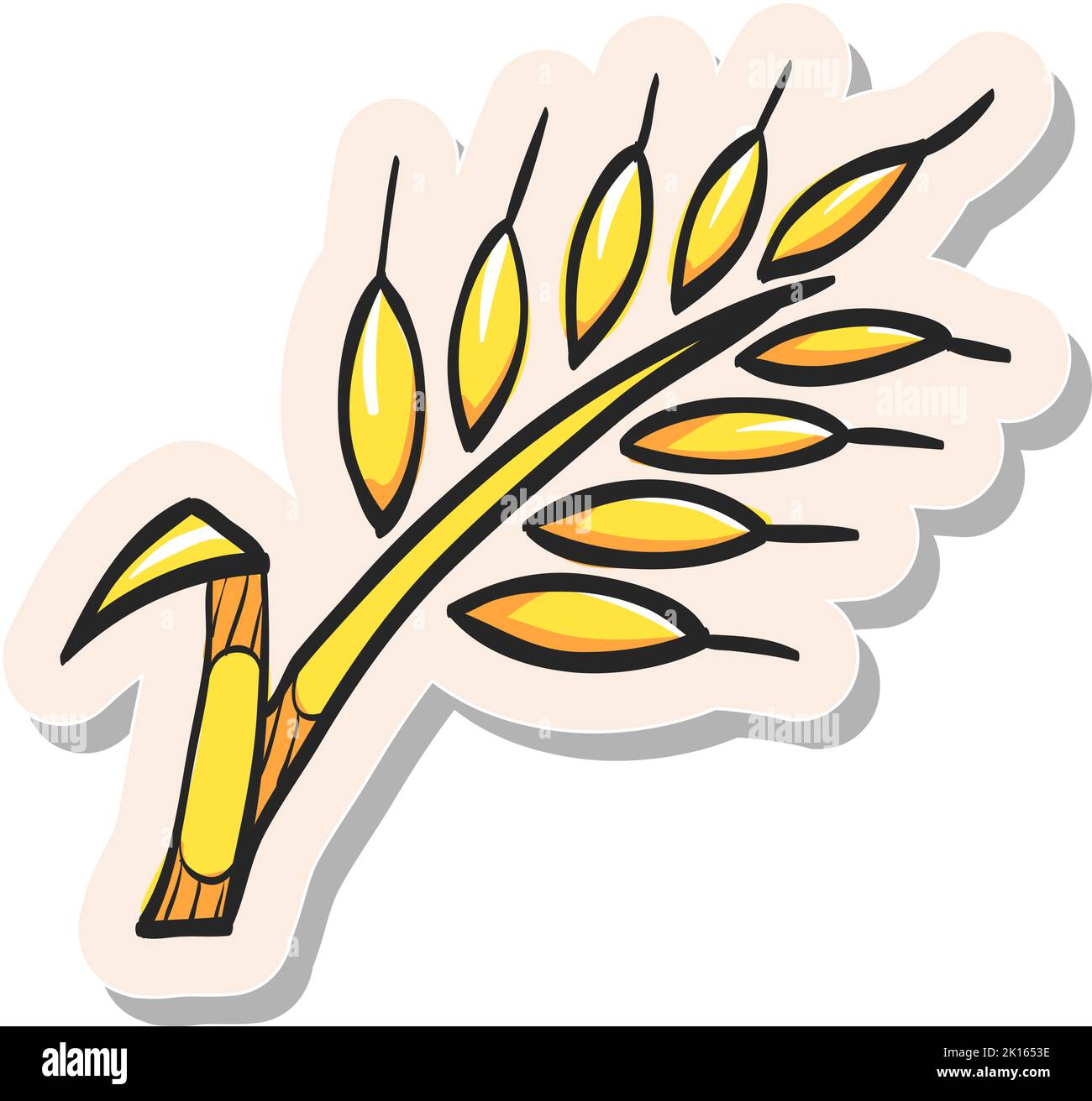Hand drawn Wheat icon in sticker style vector illustration Stock Vector ...