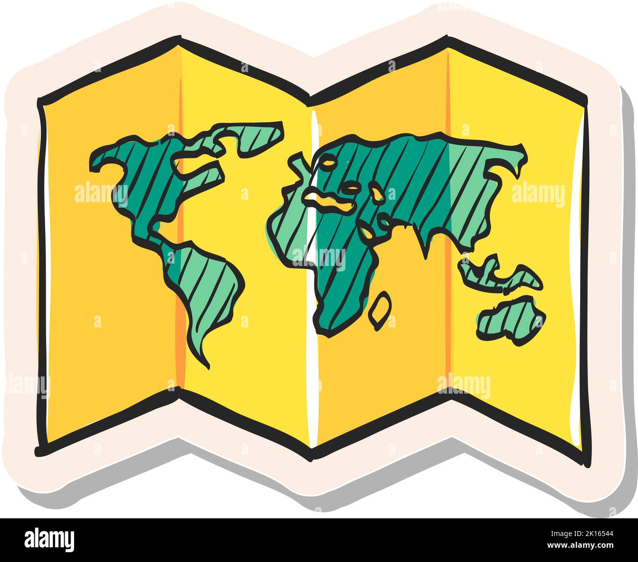Hand drawn Map icon in sticker style vector illustration Stock Vector ...