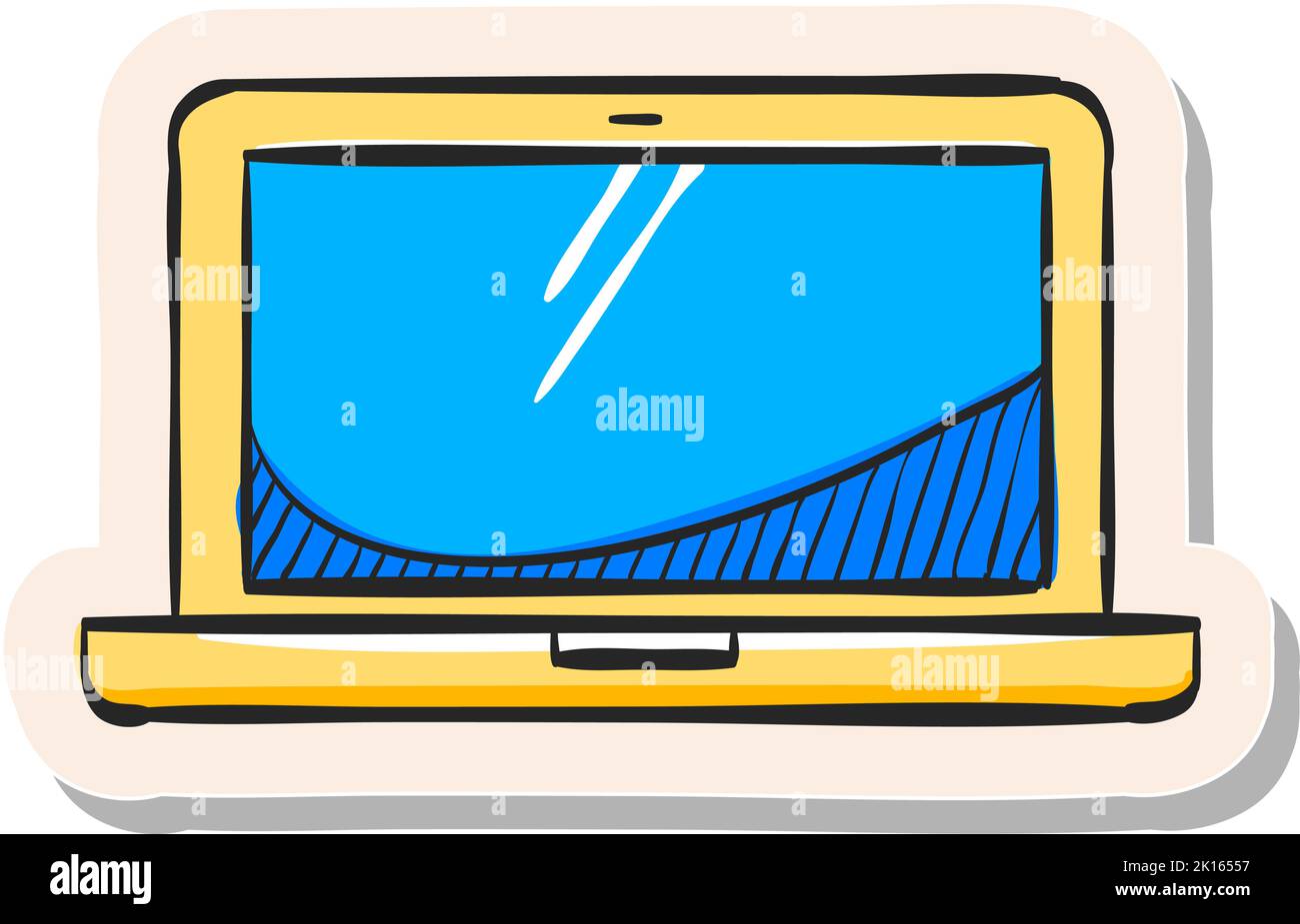 Hand drawn Laptop computer icon in sticker style vector illustration ...