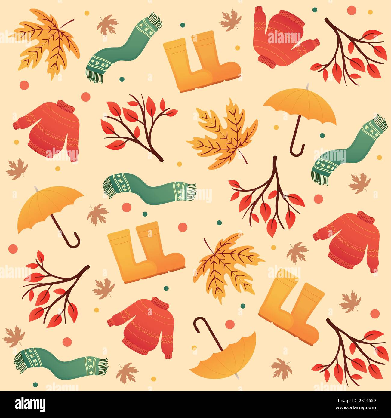 Autumn seamless pattern background with seasonal clothes Vector Stock ...