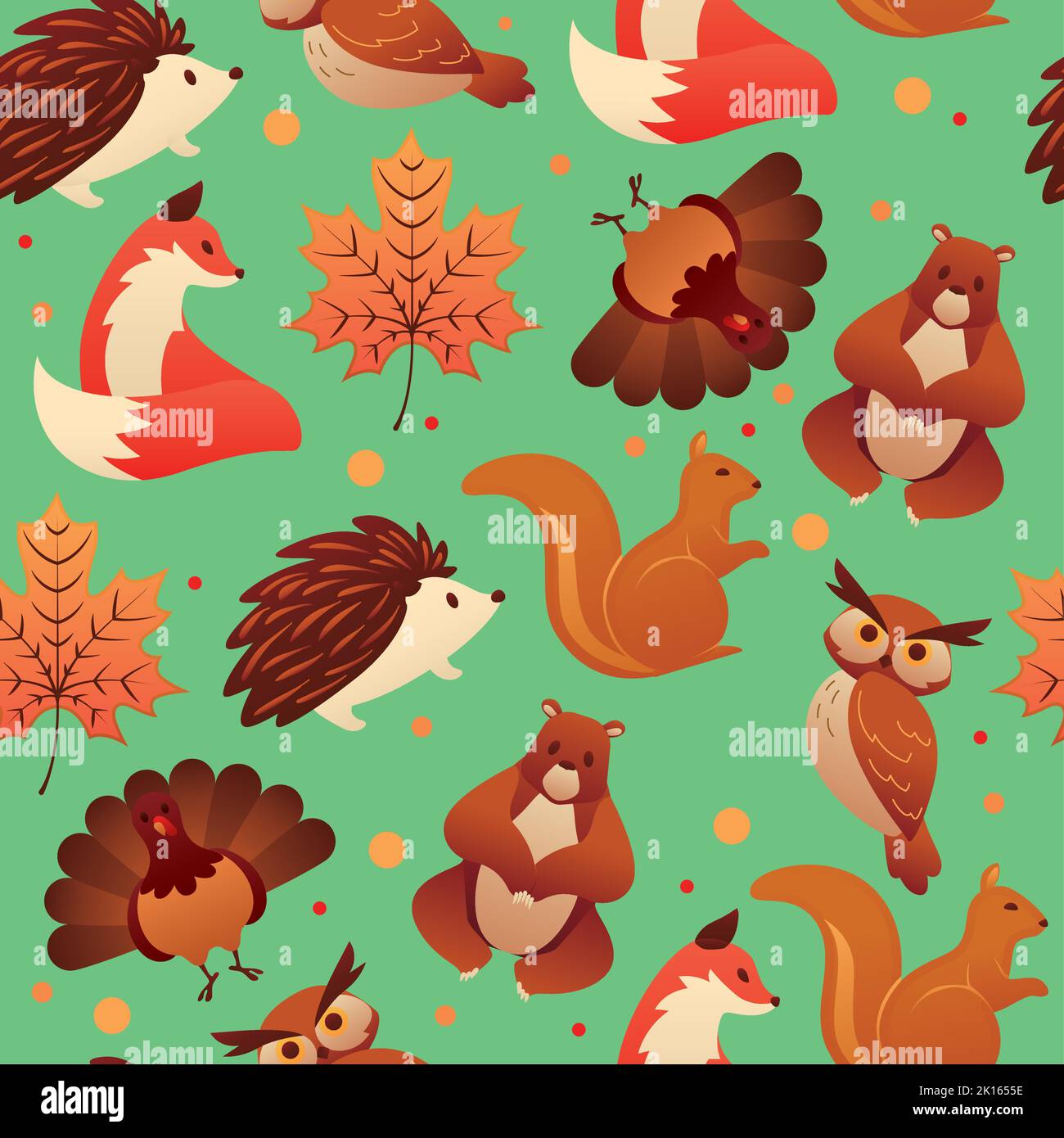 Autumn seamless pattern background with different animals Vector Stock ...