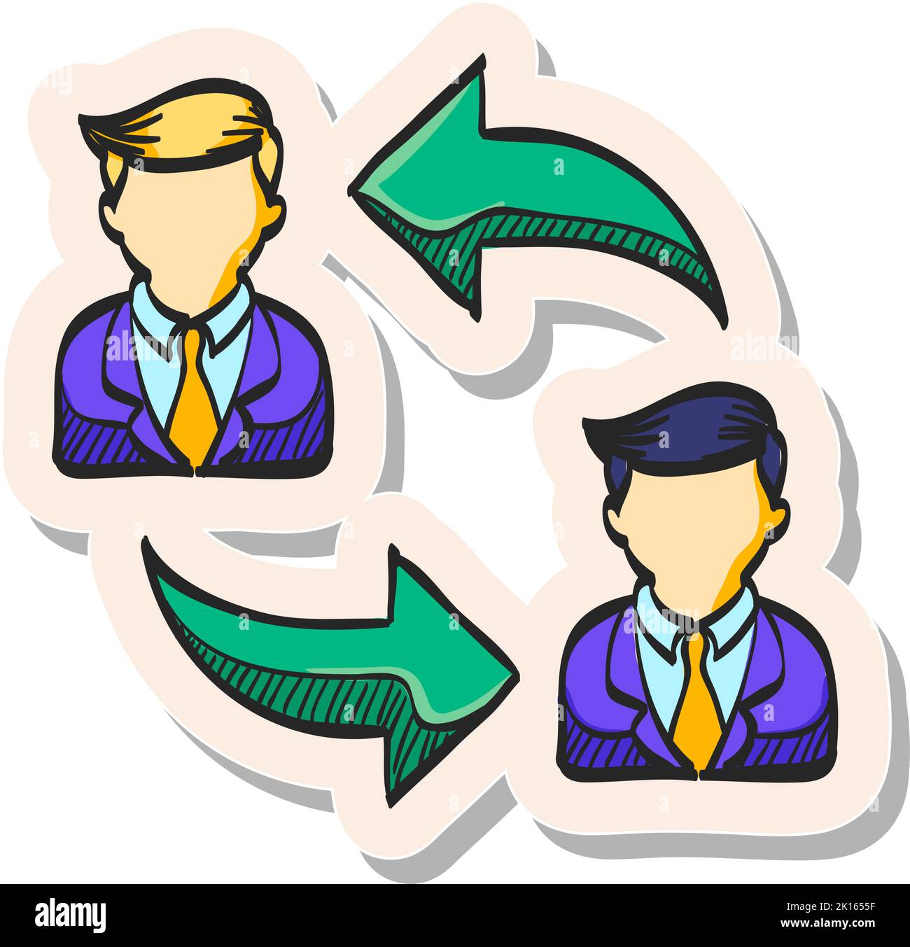 Hand drawn Employee rotation icon in sticker style vector illustration ...
