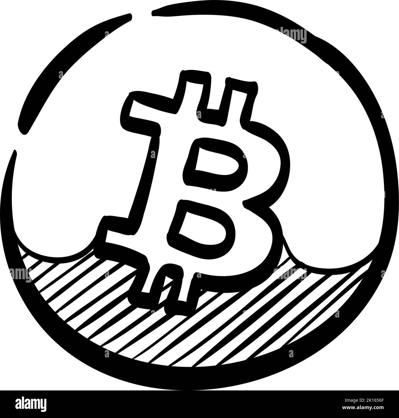 hand drawn vector illustration of Bitcoin cryptocurrency symbol Stock ...