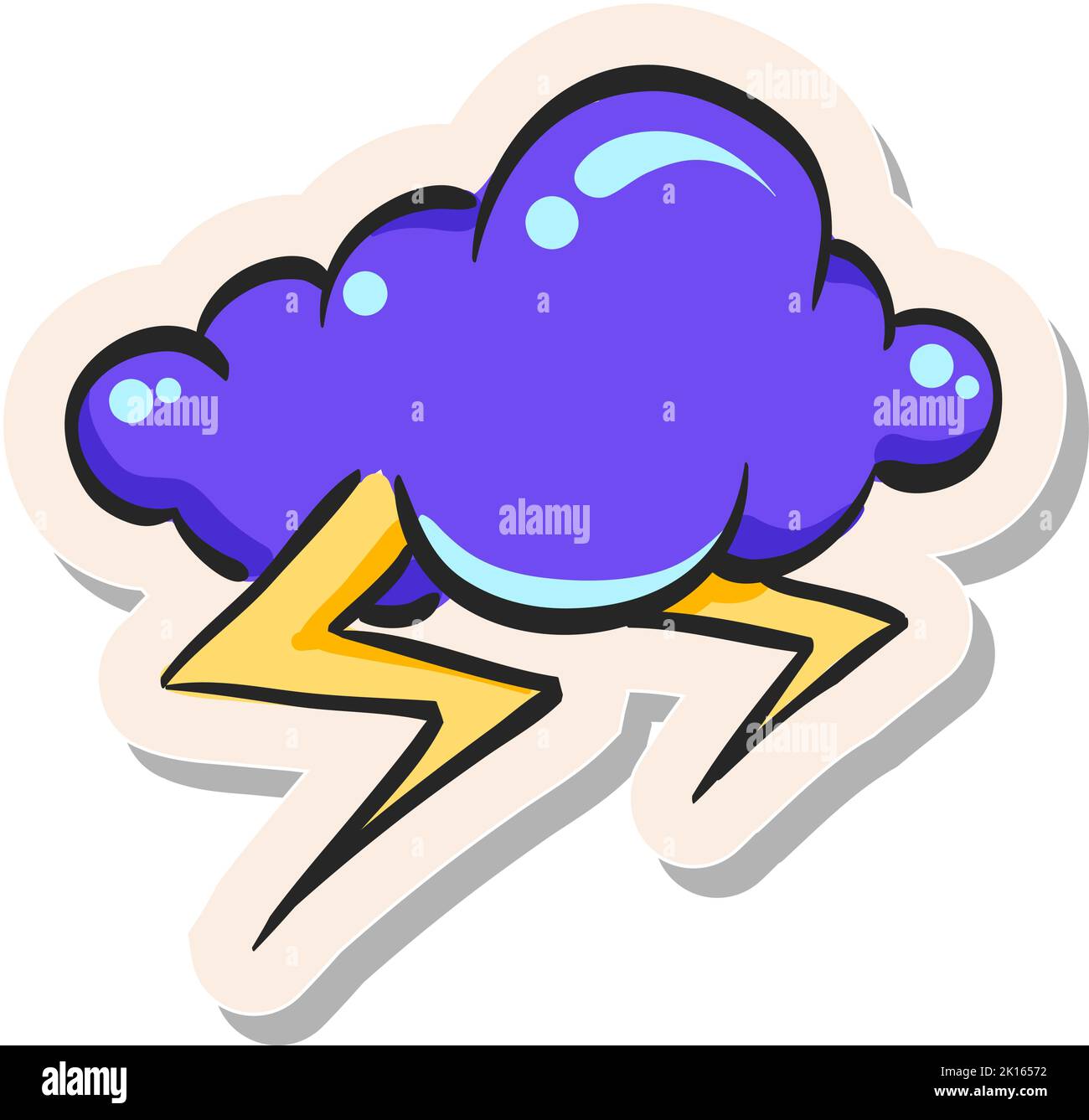 Hand drawn Weather overcast storm icon in sticker style vector ...
