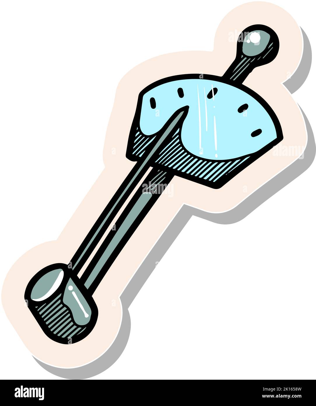 Hand drawn torque wrench icon in sticker style vector illustration ...