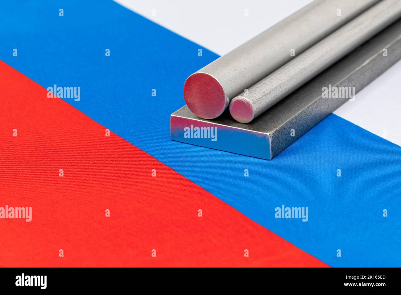Steel and Iron on Russia flag. Russian steel exports, trade ...