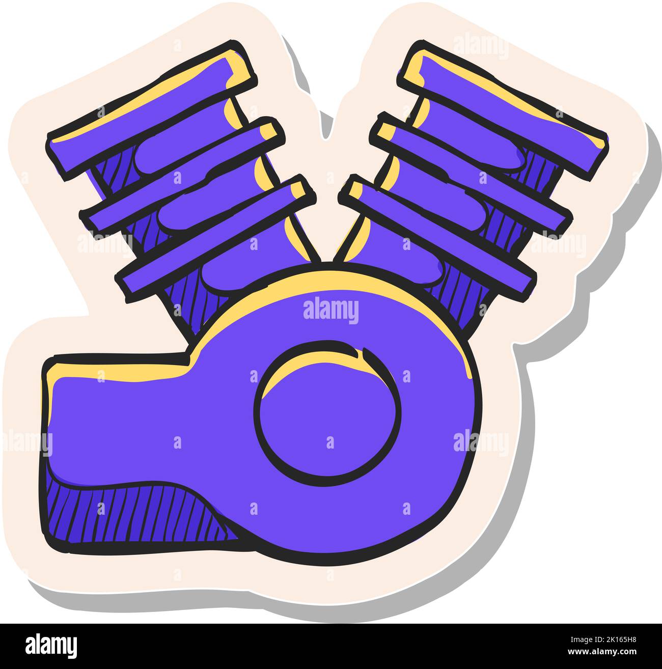 Hand drawn Motorcycle machine icon in sticker style vector illustration ...
