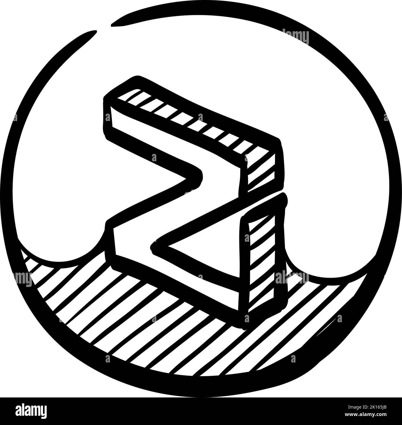 hand drawn vector illustration of Zilliqa cryptocurrency symbol Stock ...